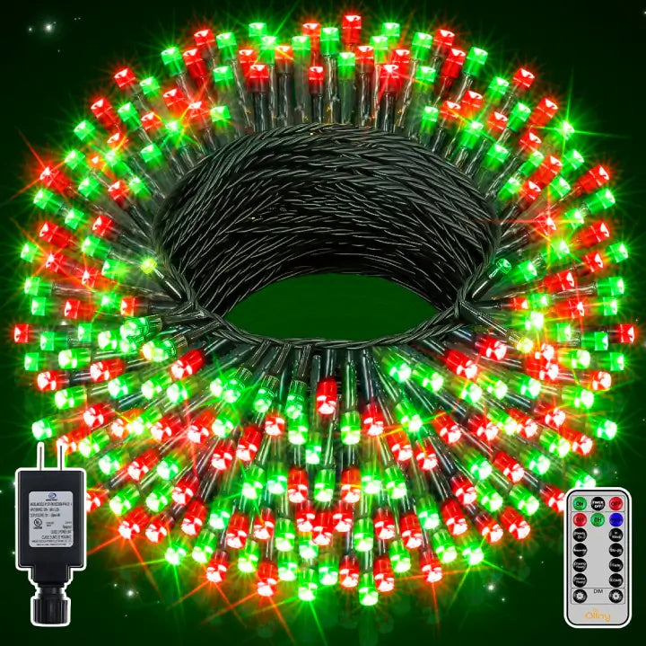 Red and Green Outdoor Christmas Lights 132ft Green Wire | Ollny